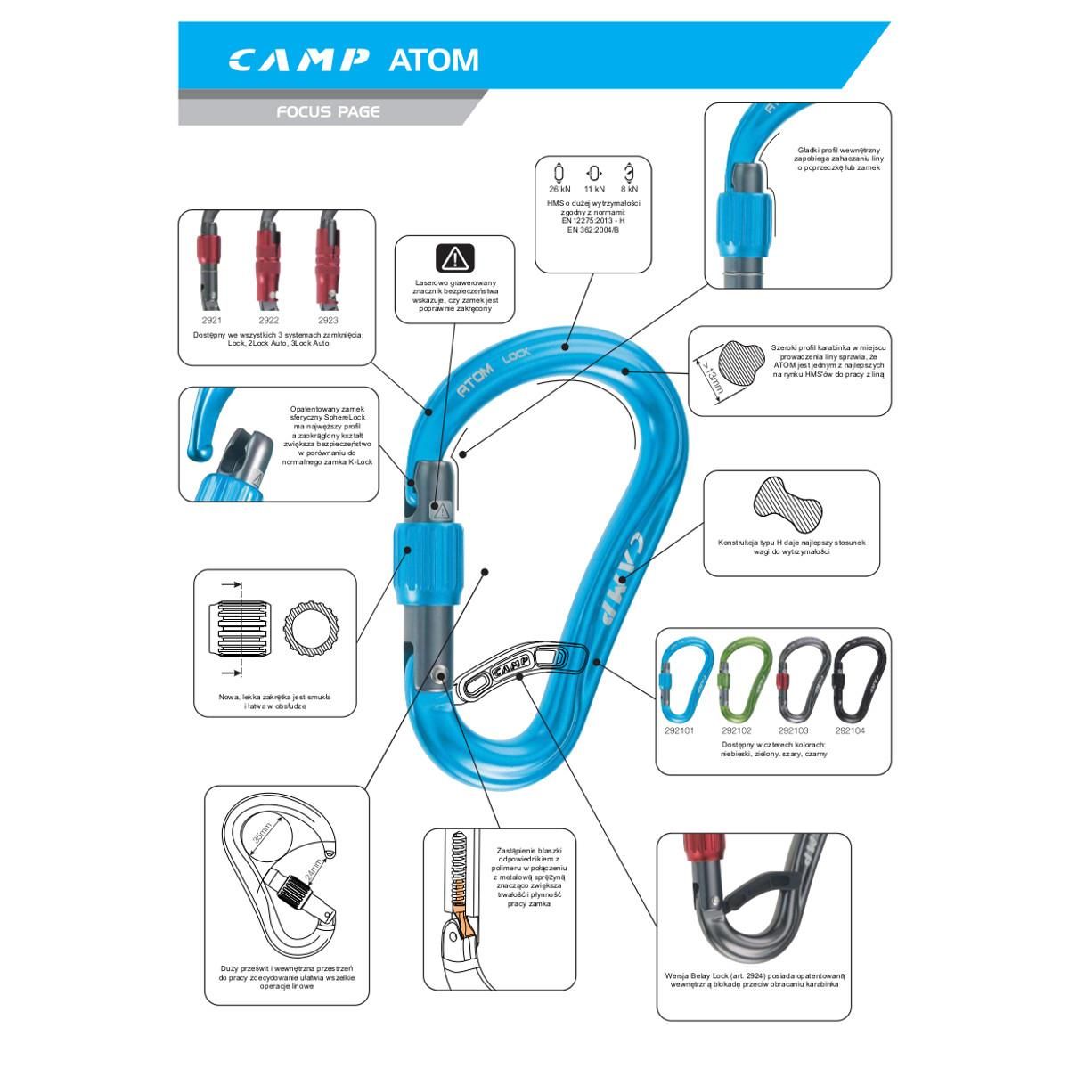 Karabinek CAMP HMS ATOM LOCK BLACK - sklep polarsport