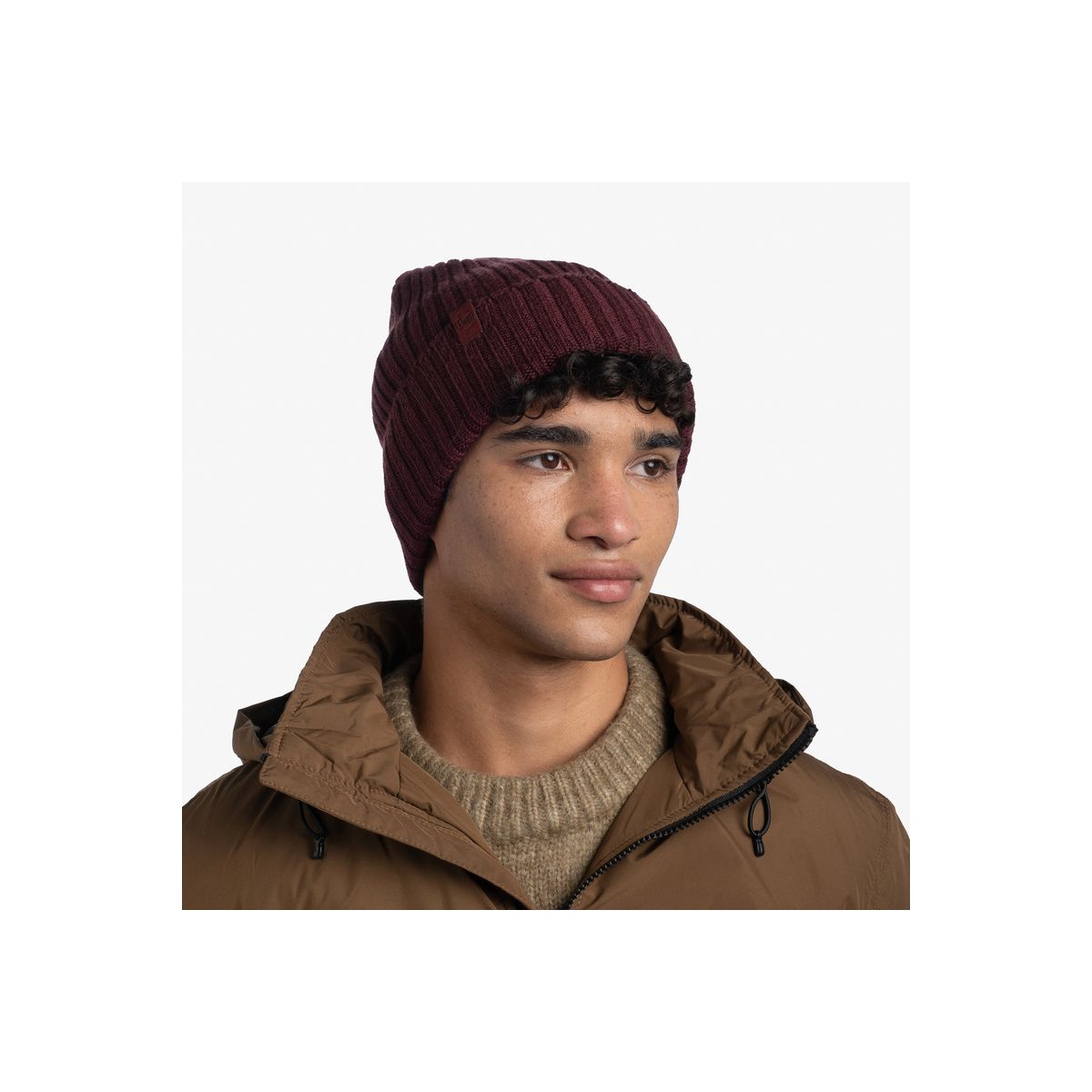 Czapka BUFF WOOL KNITTED NORVAL MAROON - sklep polarsport.pl