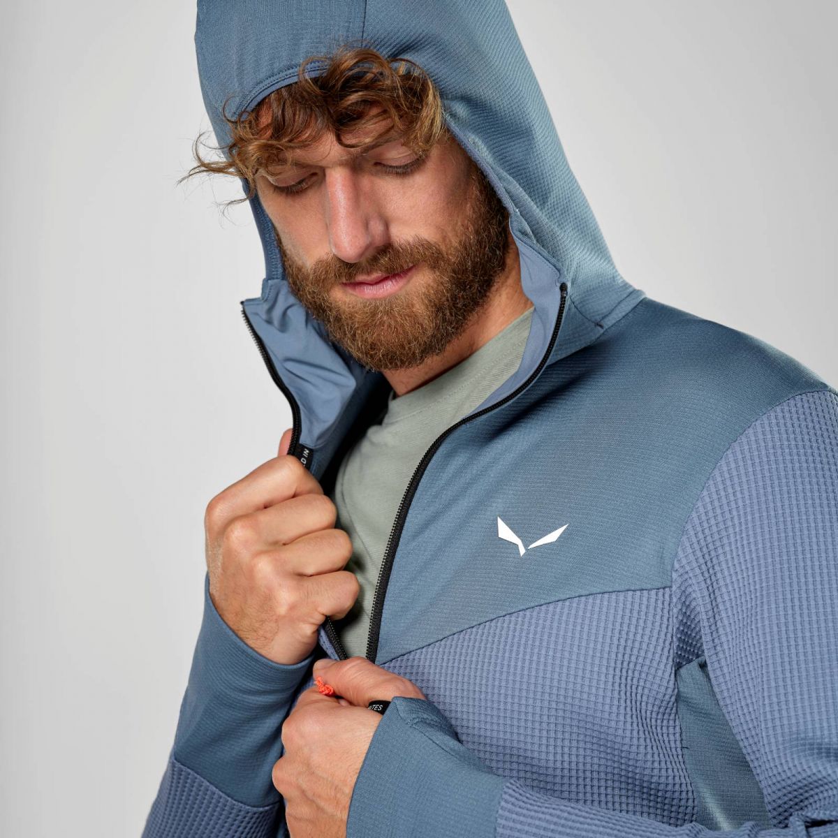 Kurtka męska polarowa SALEWA PUEZ WAFFLE HYBRID PL HOODY - sklep górski ...